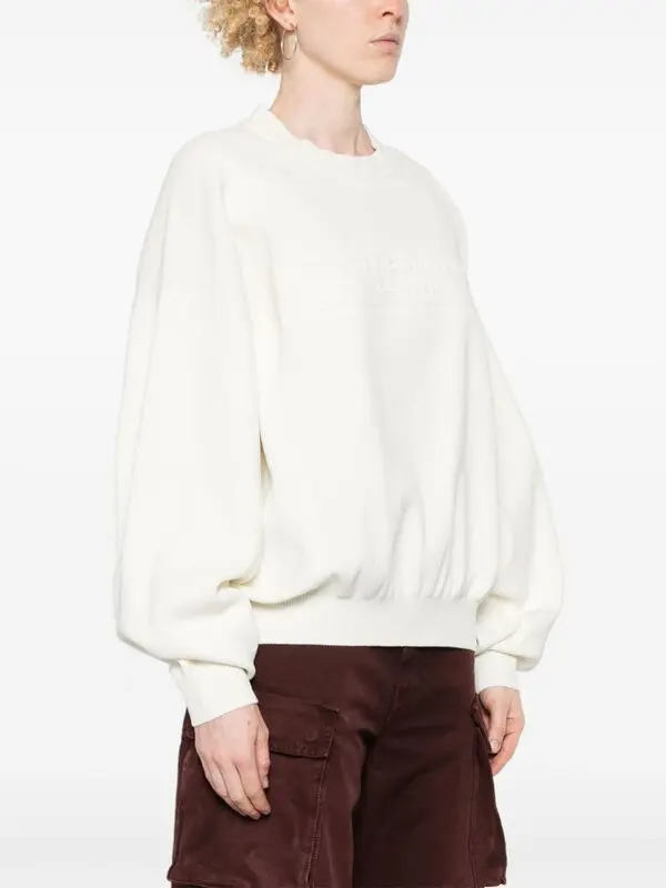 Alexander Wang Logo-embroidered Ribbed Knit Sweater - White
