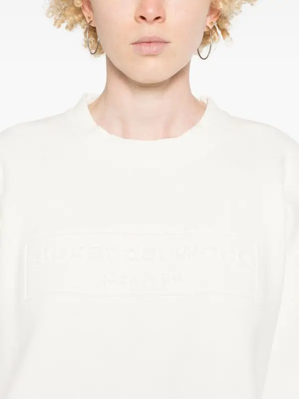 Alexander Wang Logo-embroidered Ribbed Knit Sweater - White