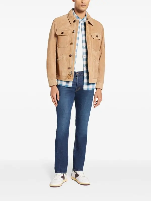 TOM FORD Classic-collar Suede Jacket - Neutrals