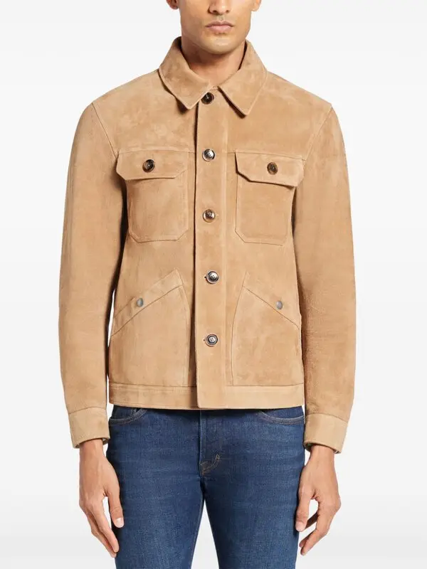 TOM FORD Classic-collar Suede Jacket - Neutrals