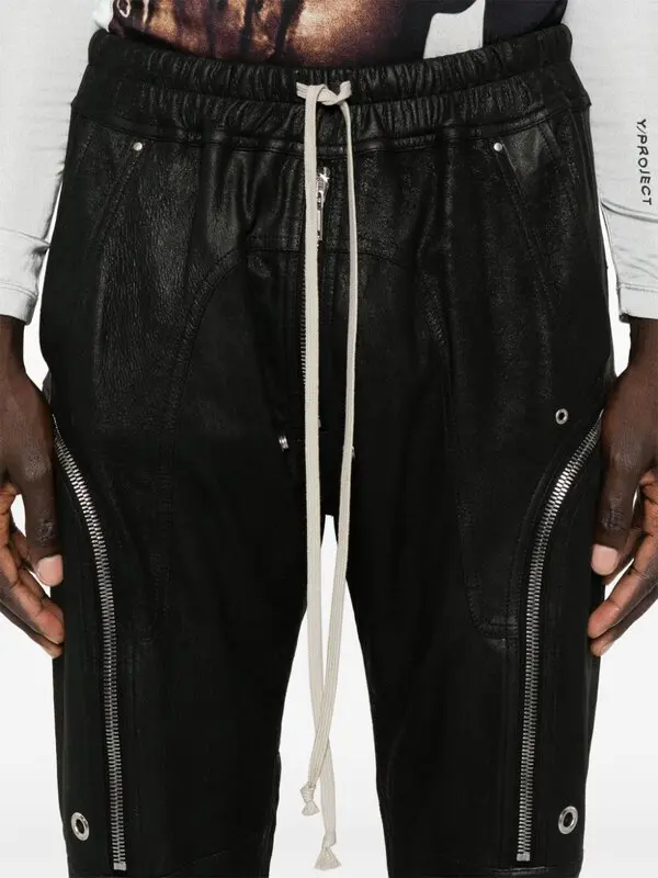 Rick Owens Bauhaus Leather Cargo Trousers - Black