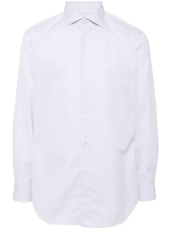 Brioni Long-sleeve Pinstripe-pattern Shirt - White
