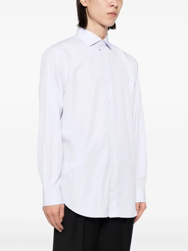 Brioni Long-sleeve Pinstripe-pattern Shirt - White