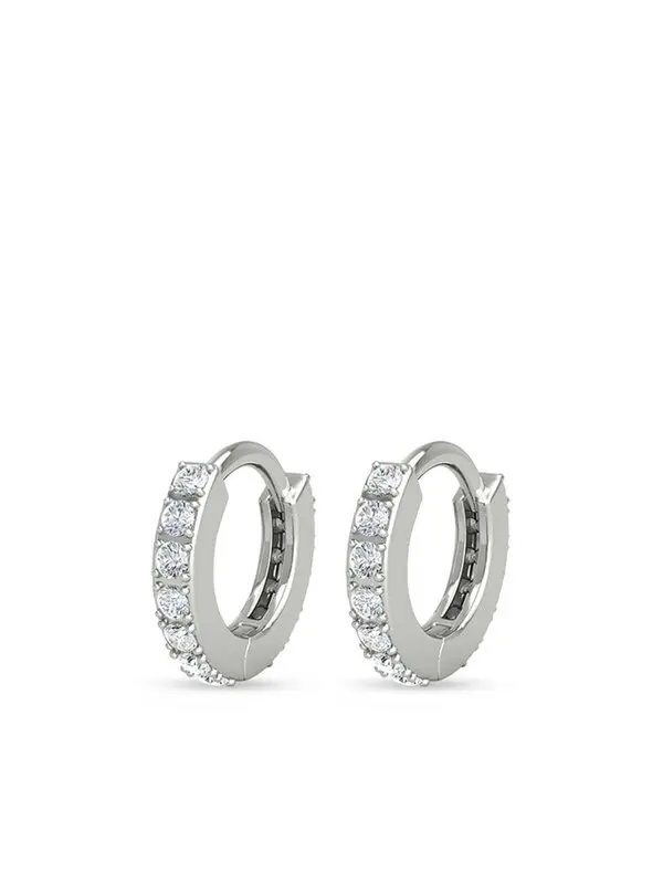 VEYNOU 14kt Recycled White Gold Diamond Mini Huggie Earrings - Silver