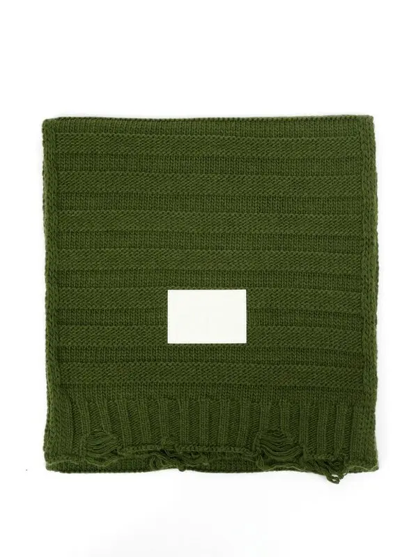 MAISON MARGIELA Logo-print Knitted Scarf - Green