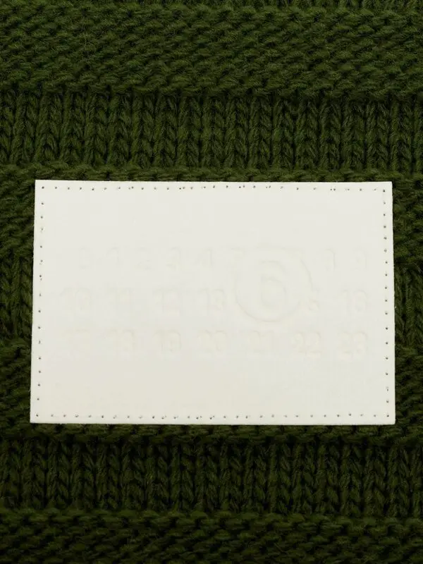 MAISON MARGIELA Logo-print Knitted Scarf - Green