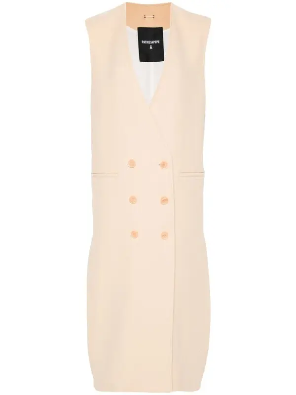 Patrizia Pepe Double-breasted Sleeveless Coat - Neutrals