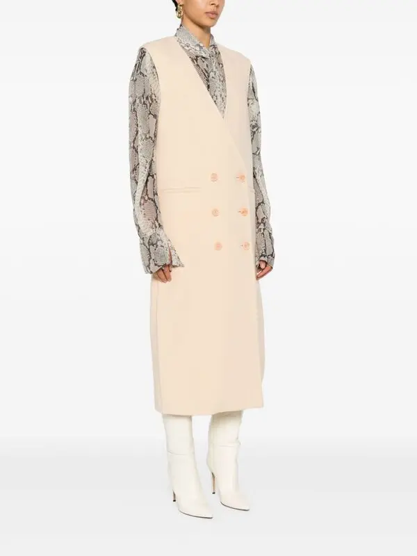 Patrizia Pepe Double-breasted Sleeveless Coat - Neutrals