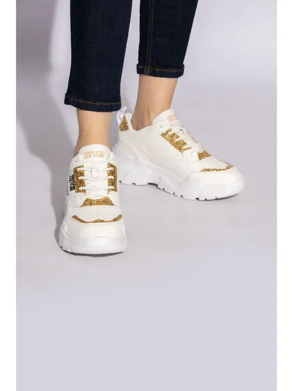 Versace Glittered Chunky Sneakers - White