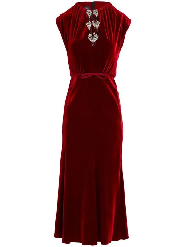 Giambattista Valli Rhinestone-Embellished Velvet Dress In Red - 42% Off |  Editorialist