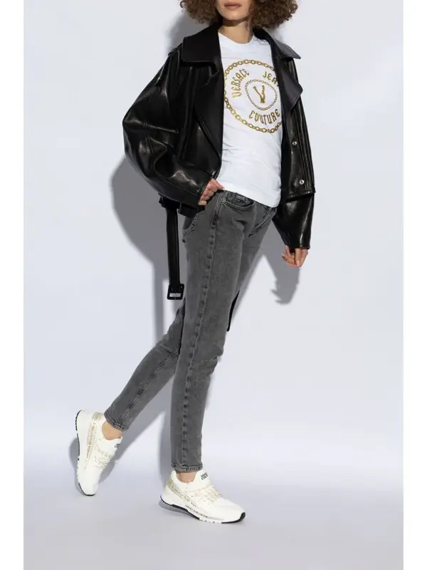 Versace Dynamic Logo-strap Sneakers - White