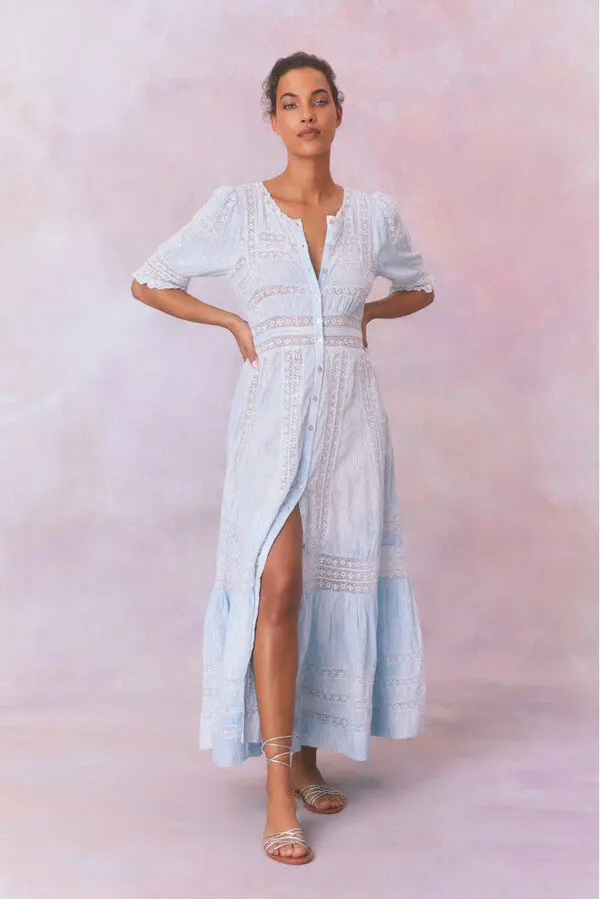 Loveshackfancy Minka Hand Dye Lace Maxi Dress - Stripe | Editorialist