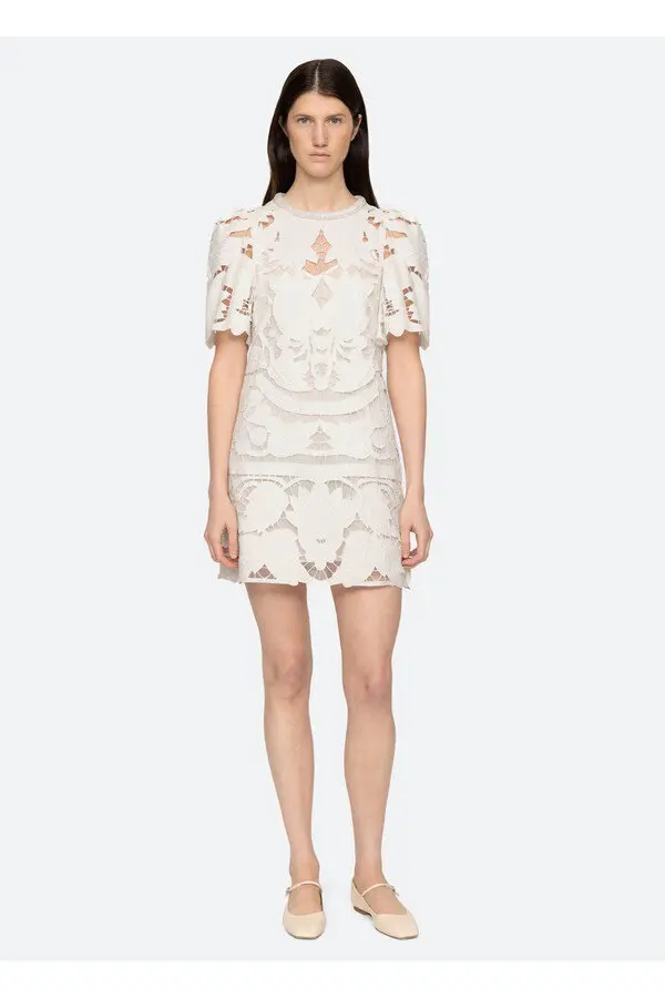 sachin and babi light blue dress Floral Embroidered Detail Underwired Lace Trim Side Split Mini Dress In  Cream | EGO US