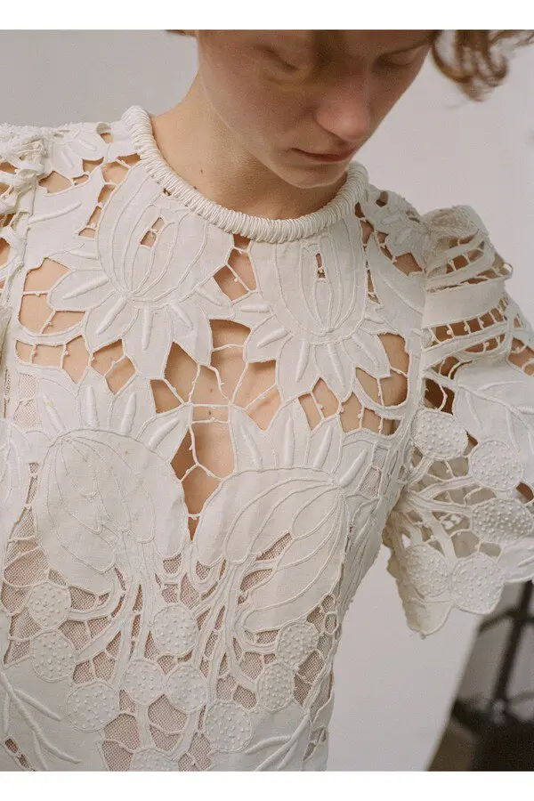 Sea Edith Embroidered Short Sleeve Dress In White - 50% Off | Editorialist