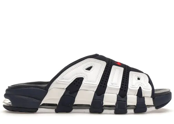Nike Air More Uptempo Slide - White/midnight Navy Blue/university Red