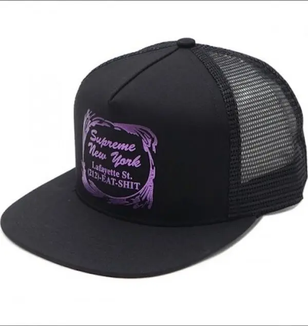 Supreme Mesh Back 5 Panel Cap - Black