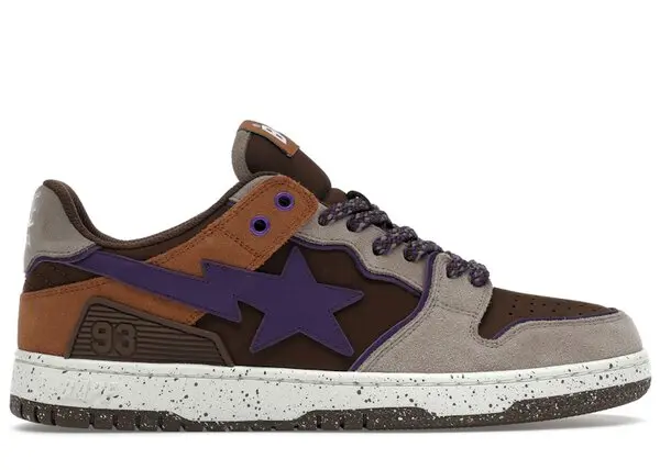 BAPE A Bathing Ape Sk8 Sta #7 M2 Sneakers - Brown/beige/purple