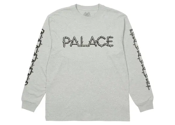 PALACE Spike Long Sleeve Tee - Grey Marl