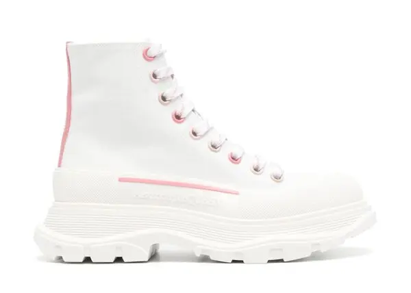 Alexander McQueen Tread Slick Low Lace Up Sneakers - White/pink