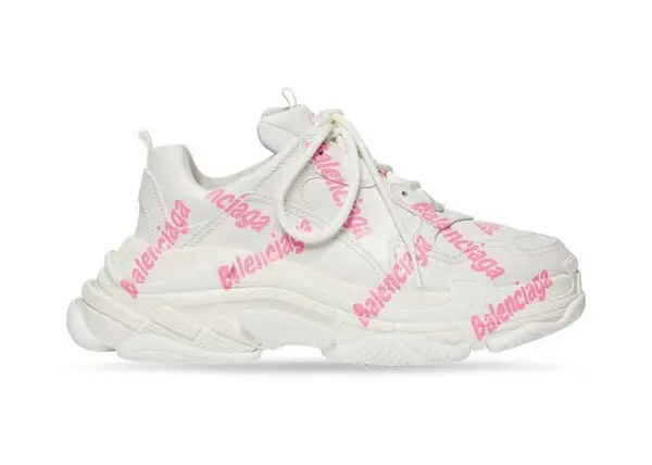Balenciaga Triple S Logotype Sneakers - White/pink