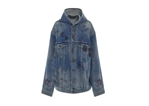 Balenciaga Hooded Oversized Denim Jacket