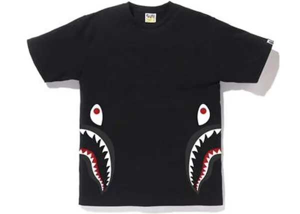 A BATHING APE Side Shark Tee Shirt - Black