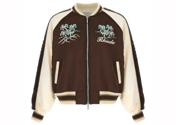 Rhude Crepe Satin Souvenir Jacket - Brown/cream