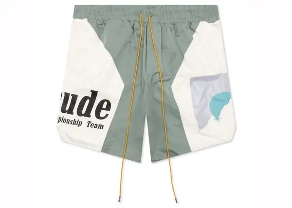 Rhude Senna Flight Shorts - Sage/cream
