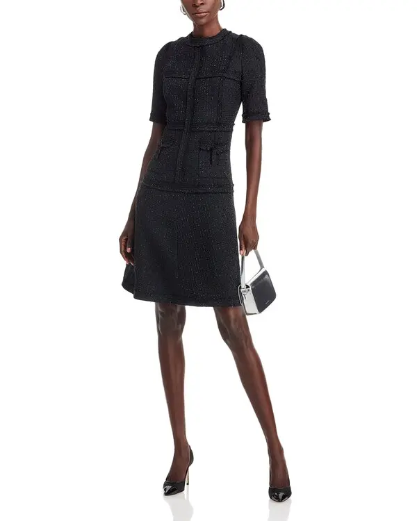 Rickie Freeman For Teri Jon Metallic Tweed Geo Stripe Dress