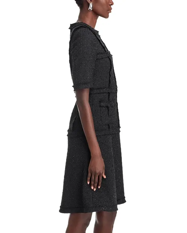 Rickie Freeman For Teri Jon Metallic Tweed Geo Stripe Dress