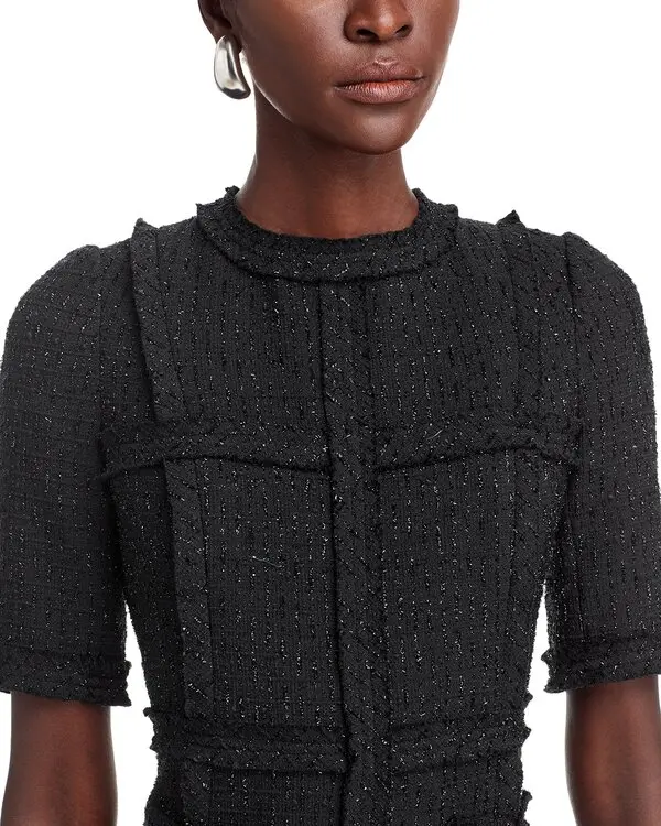 Rickie Freeman For Teri Jon Metallic Tweed Geo Stripe Dress