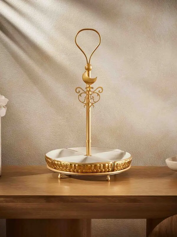 VILLARI Peacock Extravaganza Porcelain Stand
