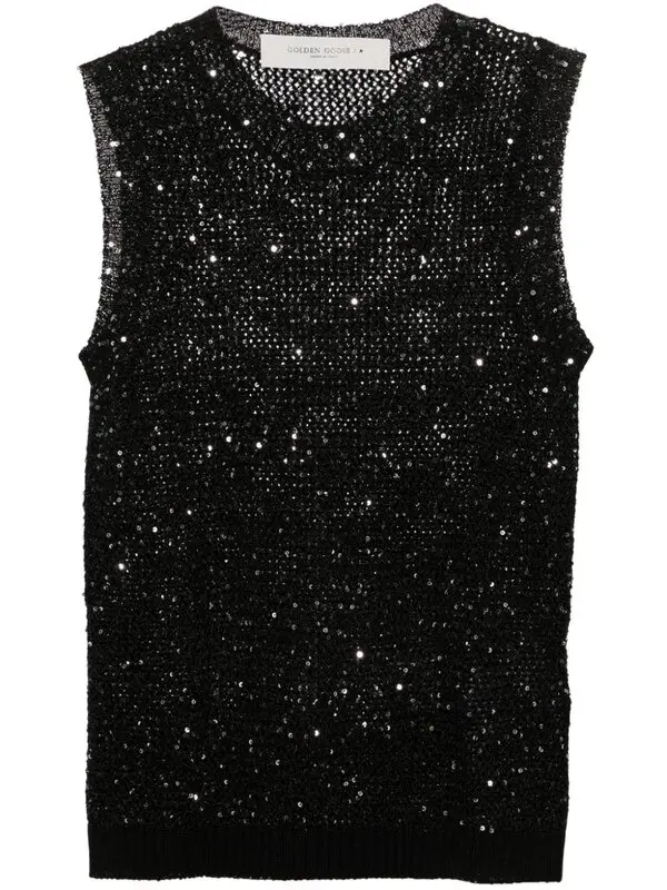 GOLDEN GOOSE Sequin-embellished Top - Black