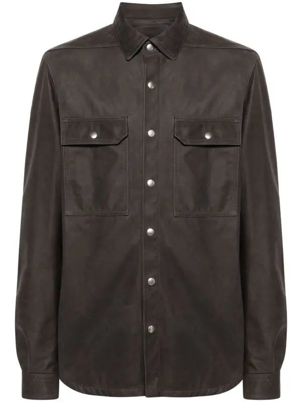 Rick Owens Outershirt Leather Shirt Jacket - Grey