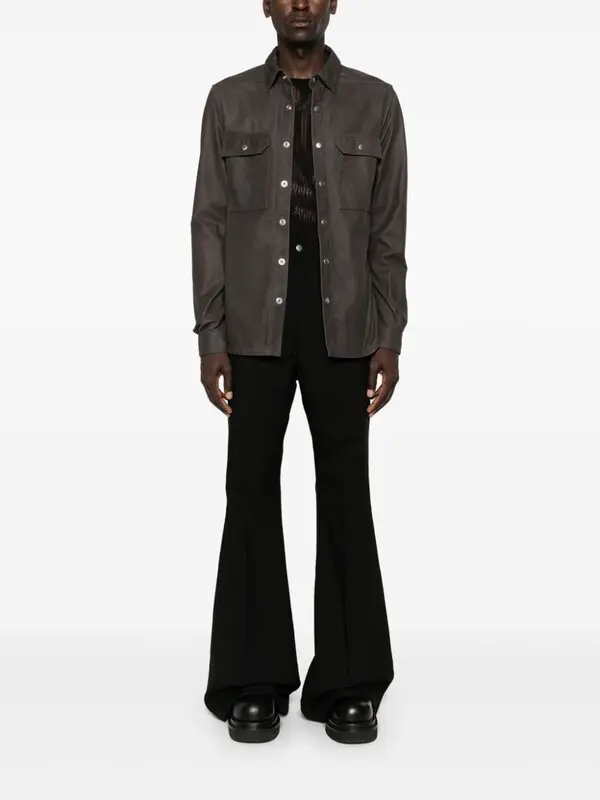 Rick Owens Outershirt Leather Shirt Jacket - Grey