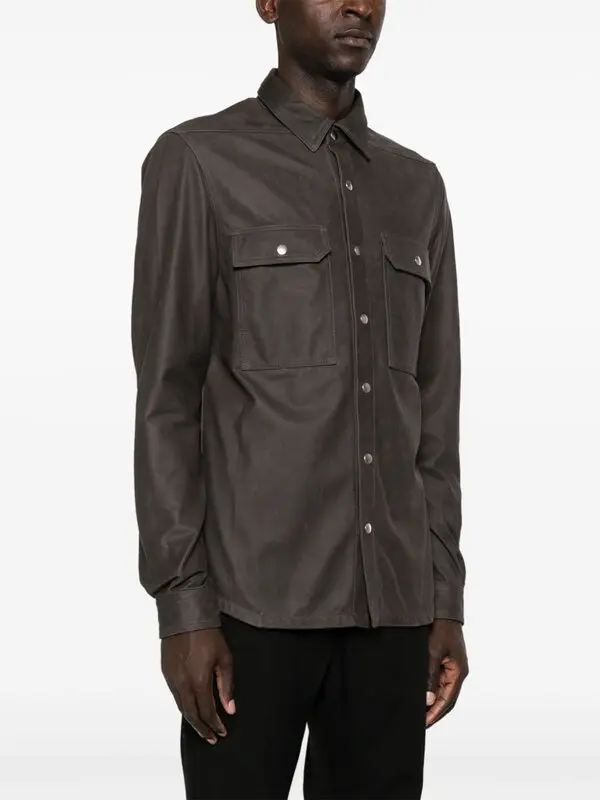Rick Owens Outershirt Leather Shirt Jacket - Grey