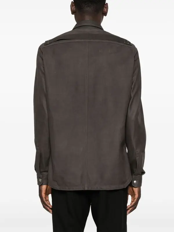 Rick Owens Outershirt Leather Shirt Jacket - Grey