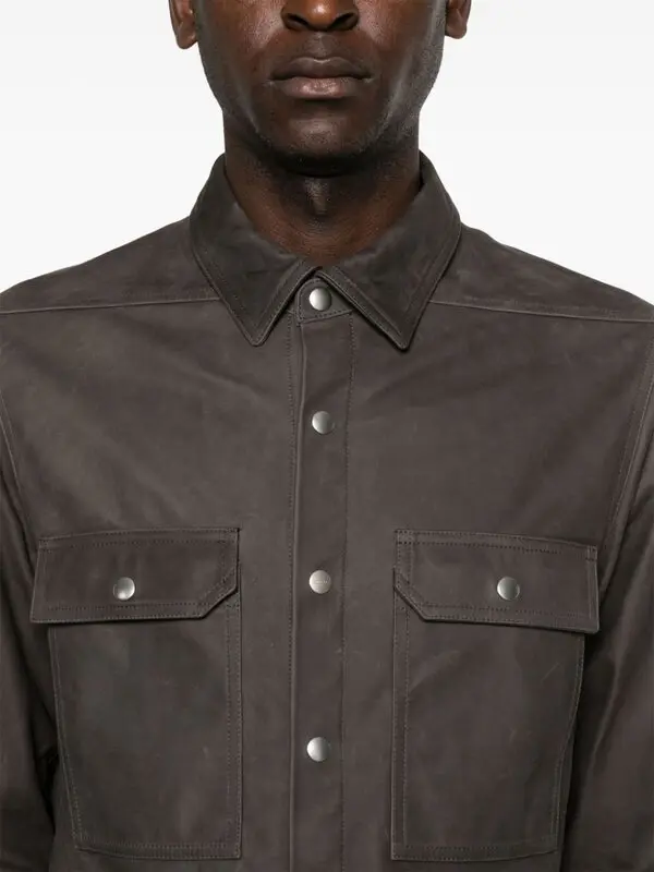 Rick Owens Outershirt Leather Shirt Jacket - Grey