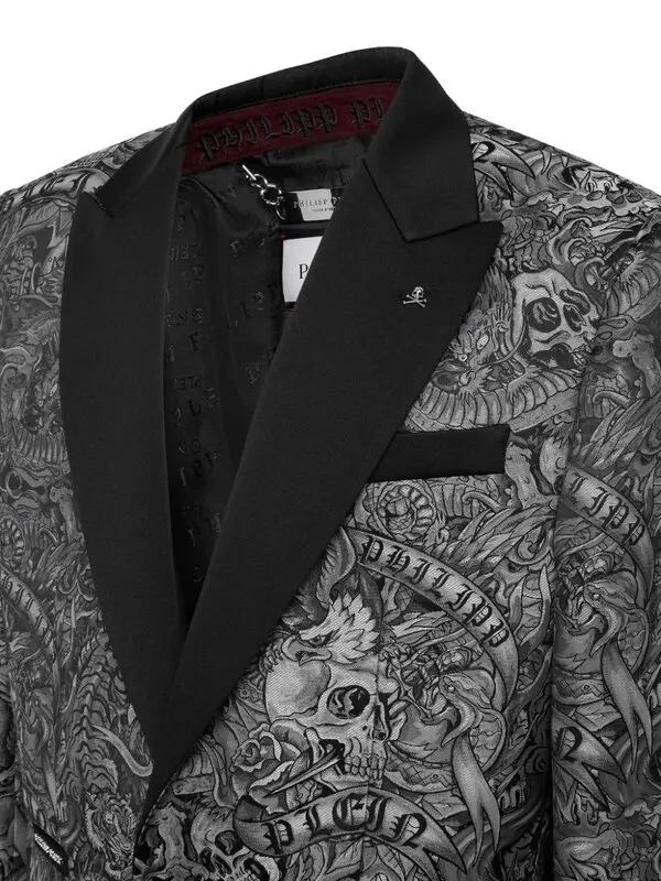 Philipp Plein Tattoo-print Twill Blazer