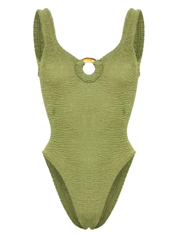 Hunza G Celine Seersucker Swimsuit - Green