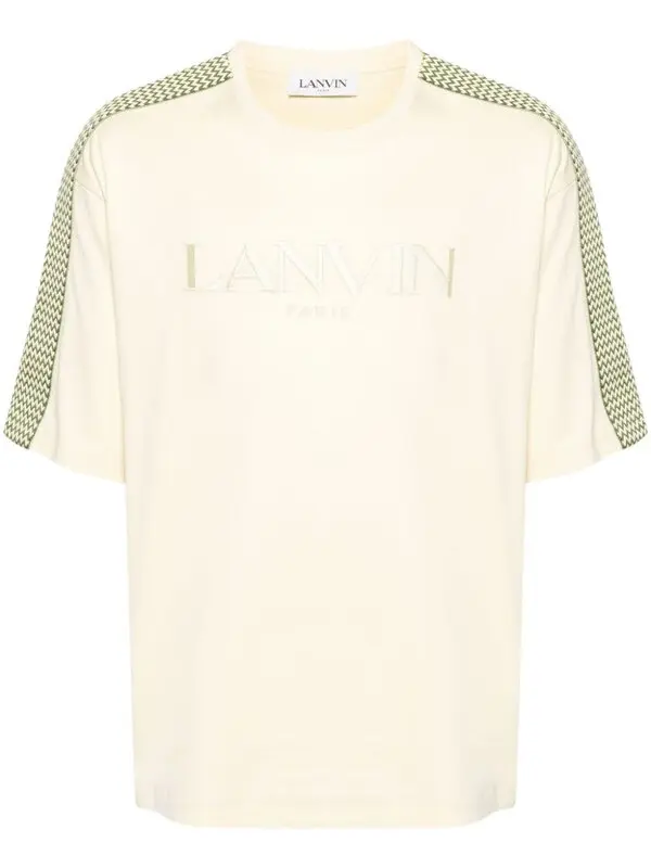 LANVIN Logo-embroidered Cotton T-shirt - Yellow