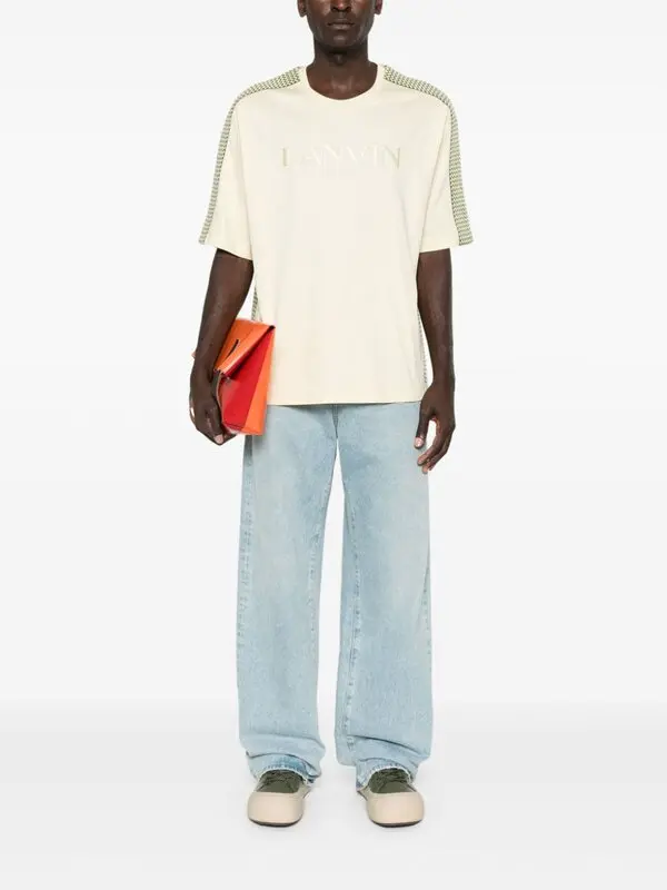 LANVIN Logo-embroidered Cotton T-shirt - Yellow