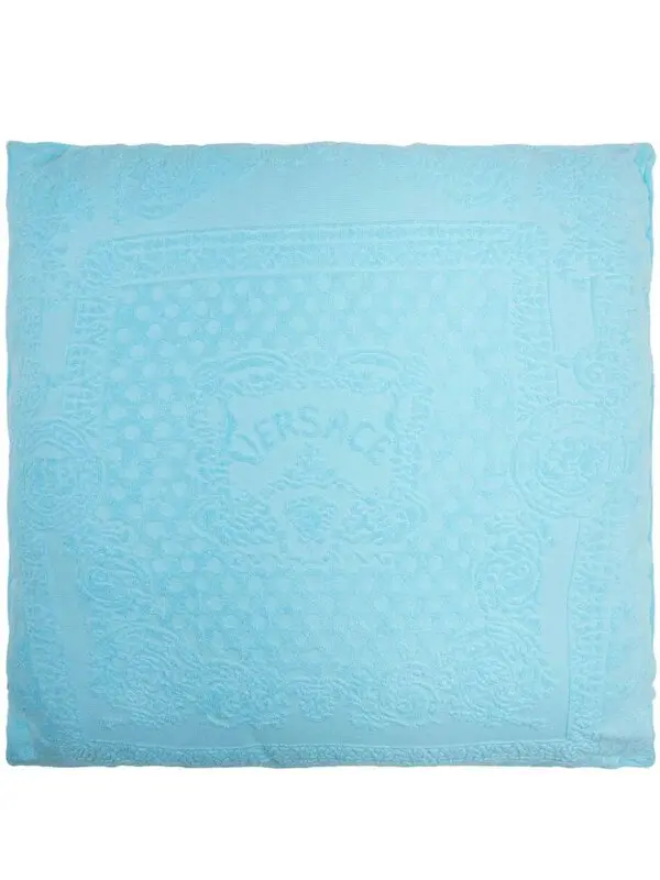 Versace La Vacanza Logo-embroidered Cushion - Blue
