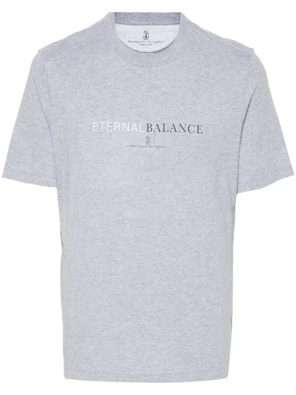 Brunello Cucinelli Slogan-print Mélange T-shirt