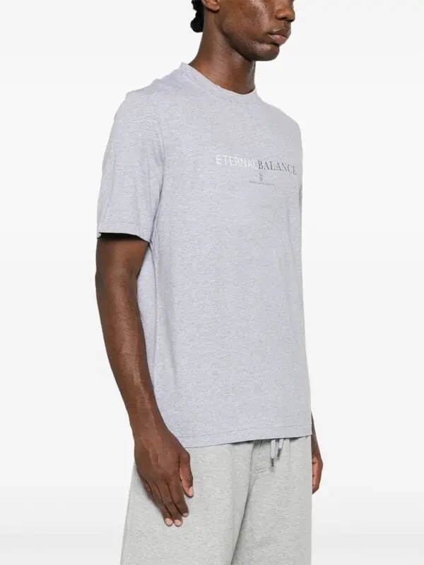 Brunello Cucinelli Slogan-print Mélange T-shirt