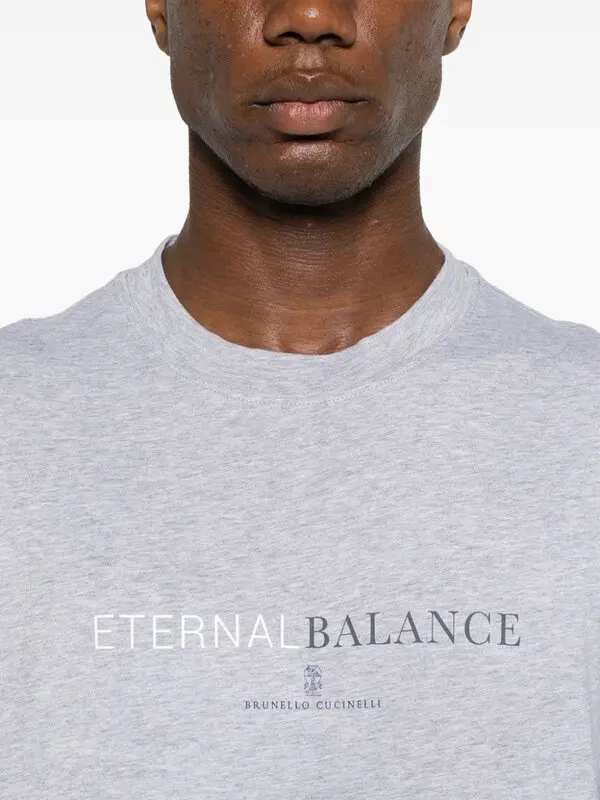Brunello Cucinelli Slogan-print Mélange T-shirt