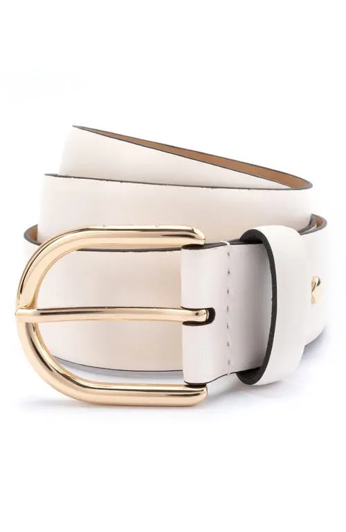 Kate Spade New York Feather Edge Leather Belt - Cream