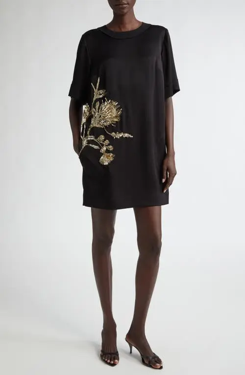 Jason Wu Embellished Hammered Satin Shift Dress In Black - 70% Off |  Editorialist