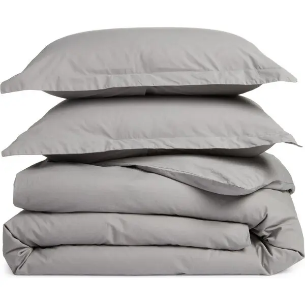 Nordstrom Organic Cotton Percale Duvet Cover & Shams Set - Grey Griffin