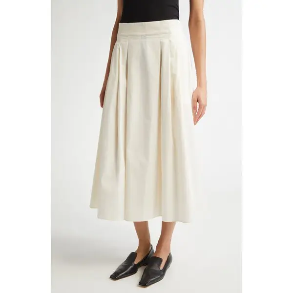 Maria Mcmanus Pleat Front Sateen Midi Skirt